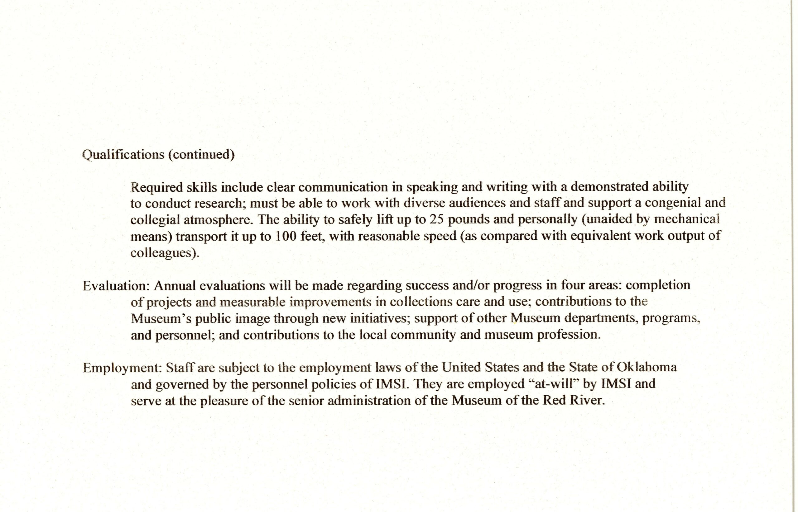 Collections and Exhibitions Assistant – Museum of the Red River